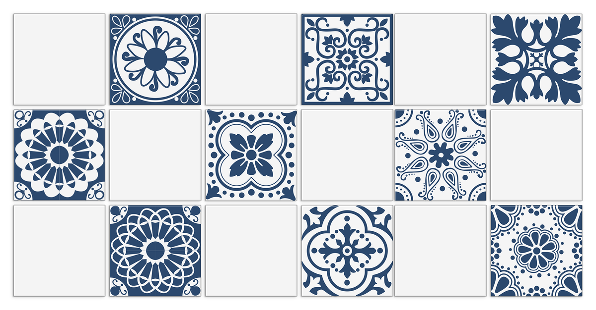Wall Tile Blue Pattern 8 Large – De Kleipot Handmade Tiles